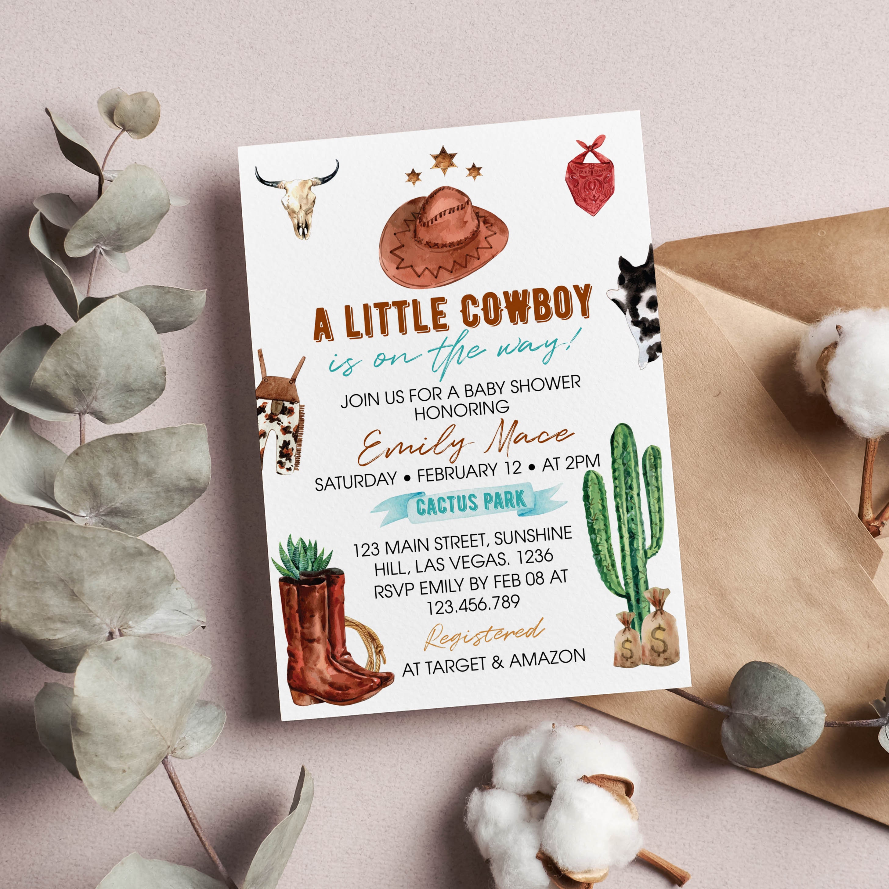 Cowboy Baby Shower Invitations Templates