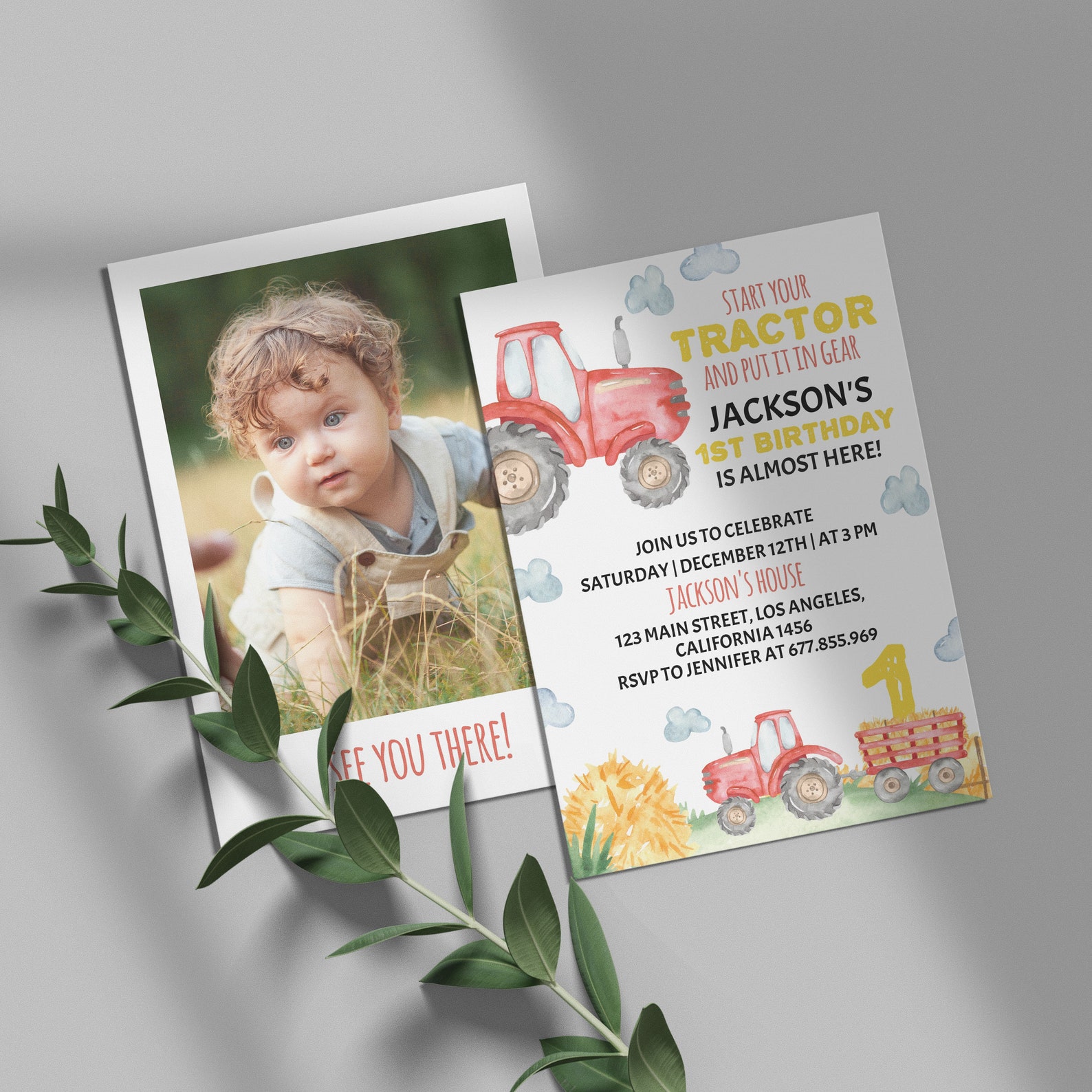 EDITABLE Tractor Birthday Invitation Red Tractor Invitation | Etsy