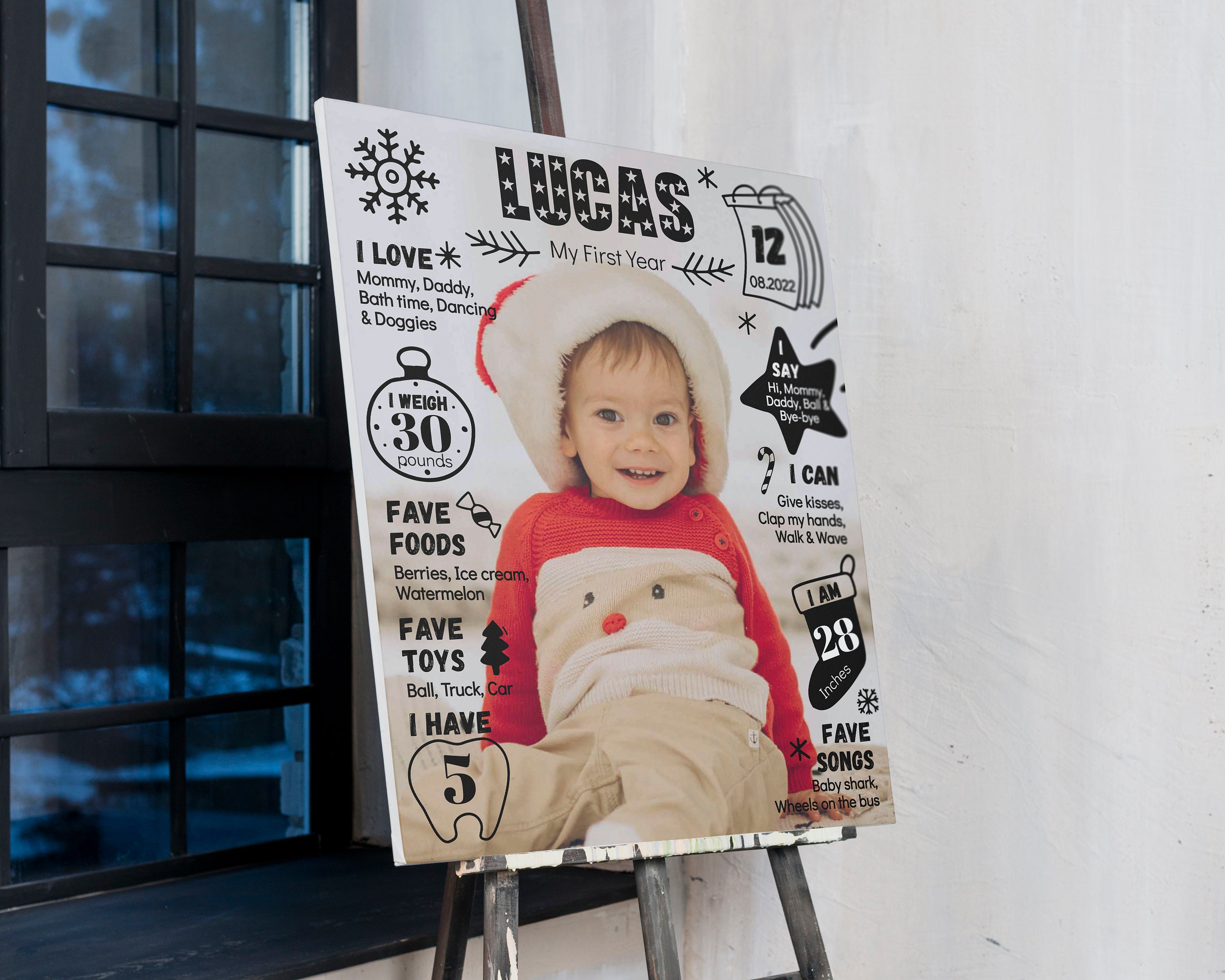 EDITABLE First Birthday Milestone Poster, Photo 1st Birthday Milestone ...