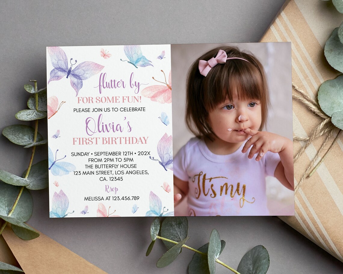 EDITABLE Butterfly Birthday Invitation Flutter by Butterfly | Etsy