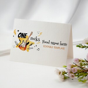 EDITABLE Rock and Roll Birthday Food Tent Card, One Rocks Food Name ...