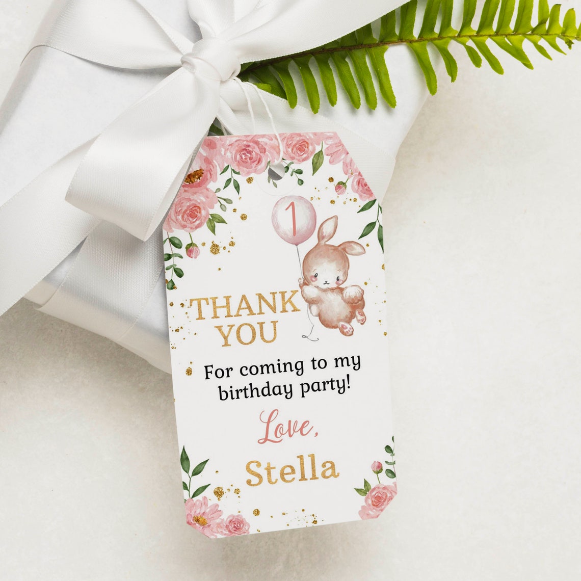 EDITABLE Some Bunny is One Thank You Tag Bunny Birthday Favor - Etsy