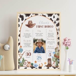EDITABLE My First Rodeo Milestone Sign, Cowboy 1st Birthday Milestone ...