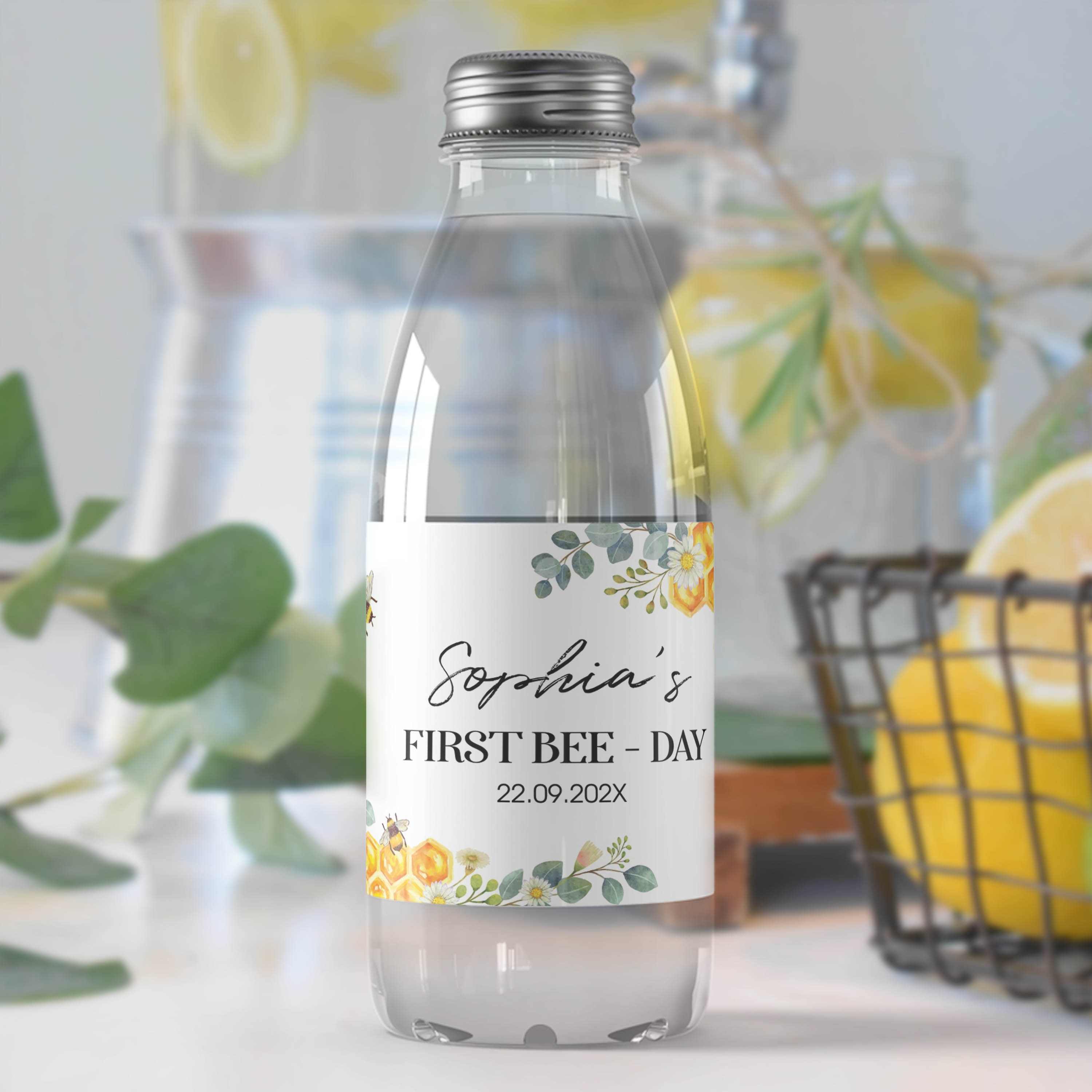 EDITABLE Bee Water Bottle Label First Bee Day Birthday - Etsy