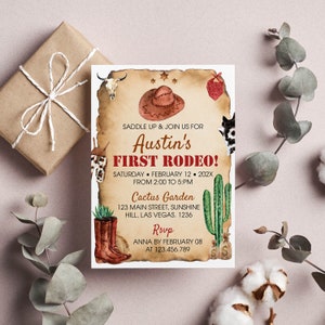 EDITABLE Wild West Birthday Invitation, Cowboy 1st Birthday Invite ...