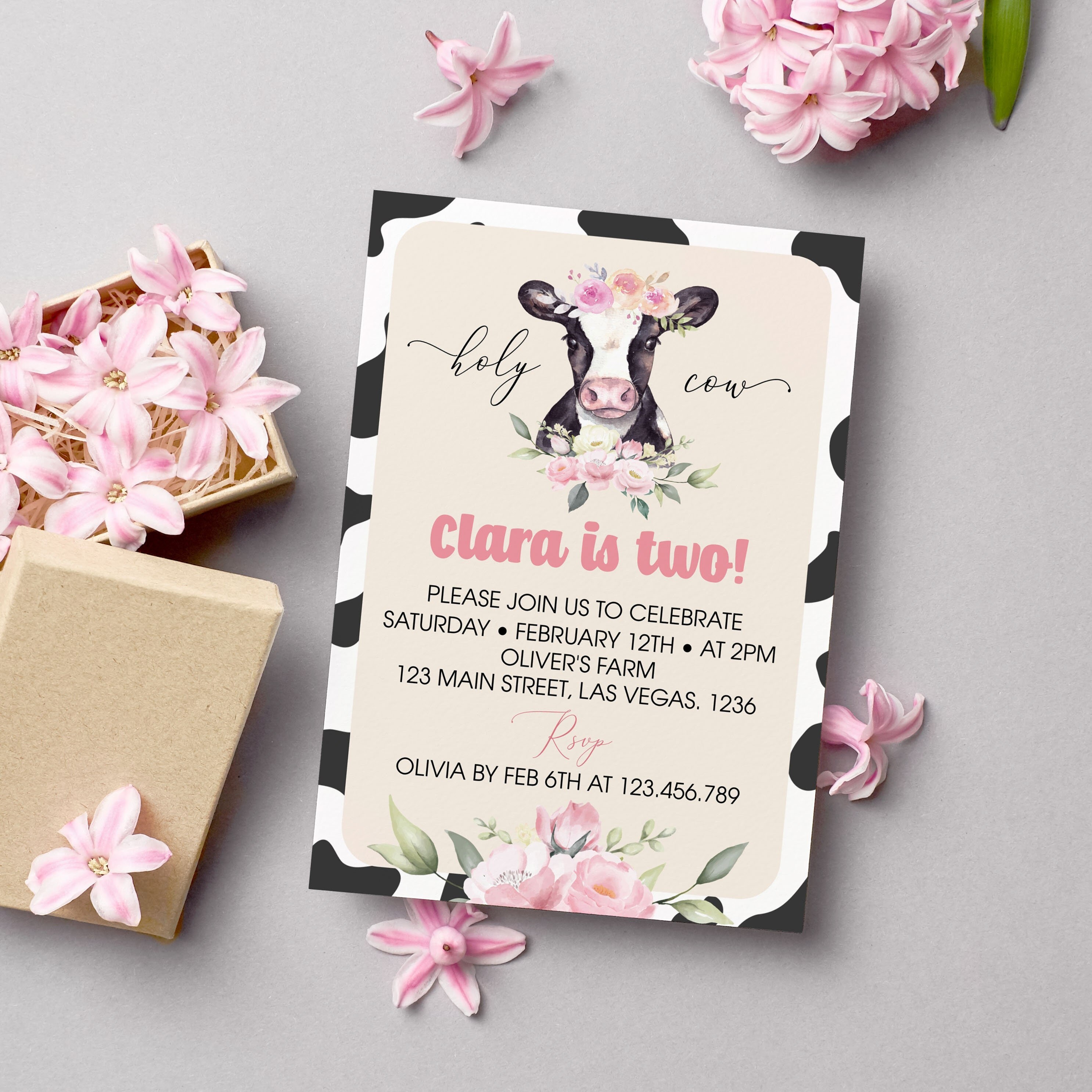 EDITABLE Holy Cow Invitation Cow Birthday Invitation Second | Etsy