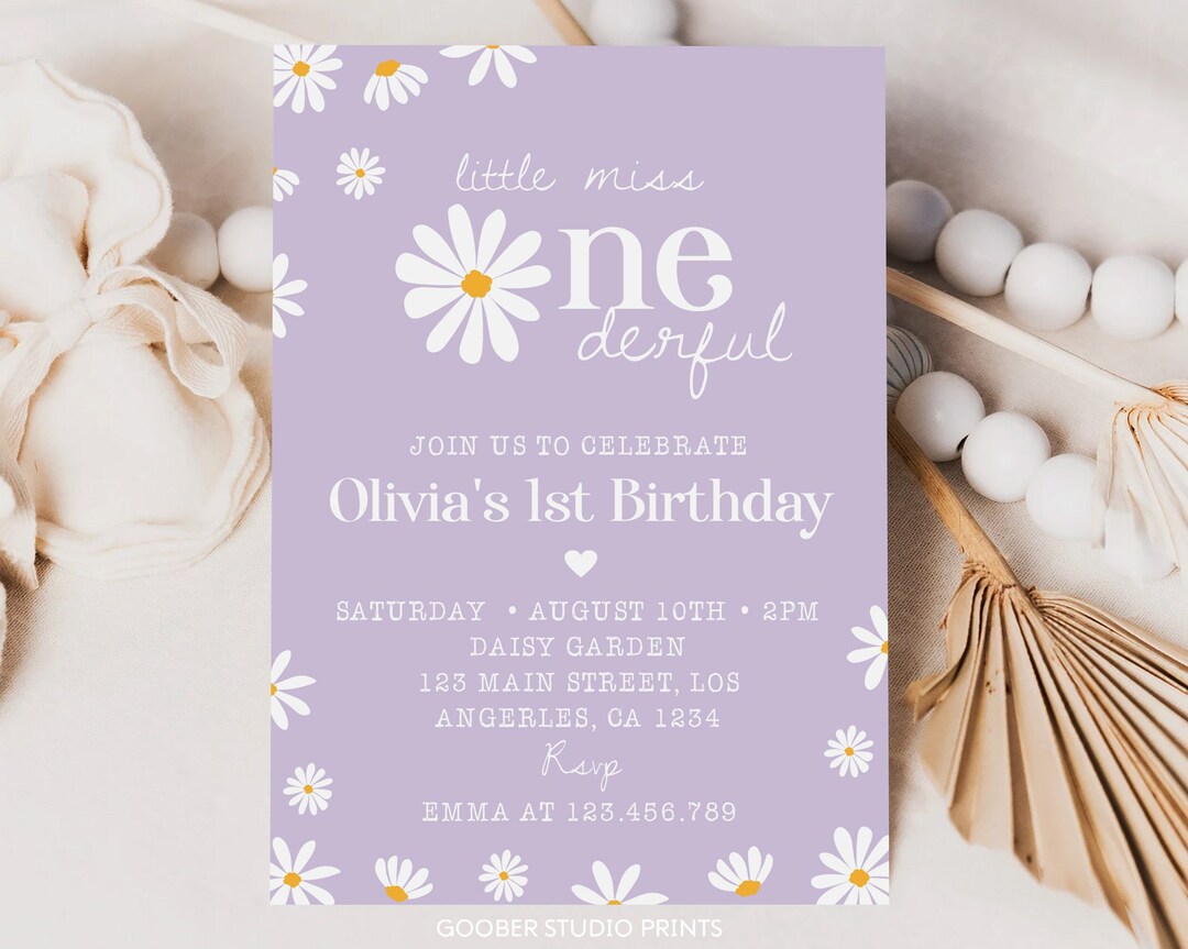 Editable Daisy First Birthday Invitation, Daisy Birthday Party Invite ...