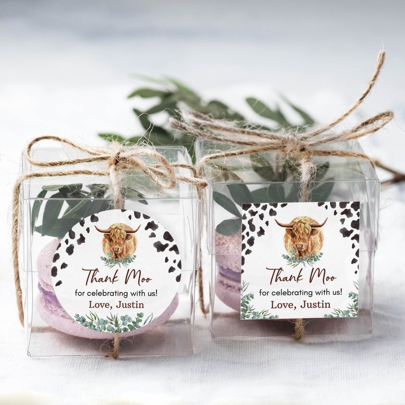 EDITABLE Highland Cow Birthday Thank You Tag Holy Cow I'm - Etsy