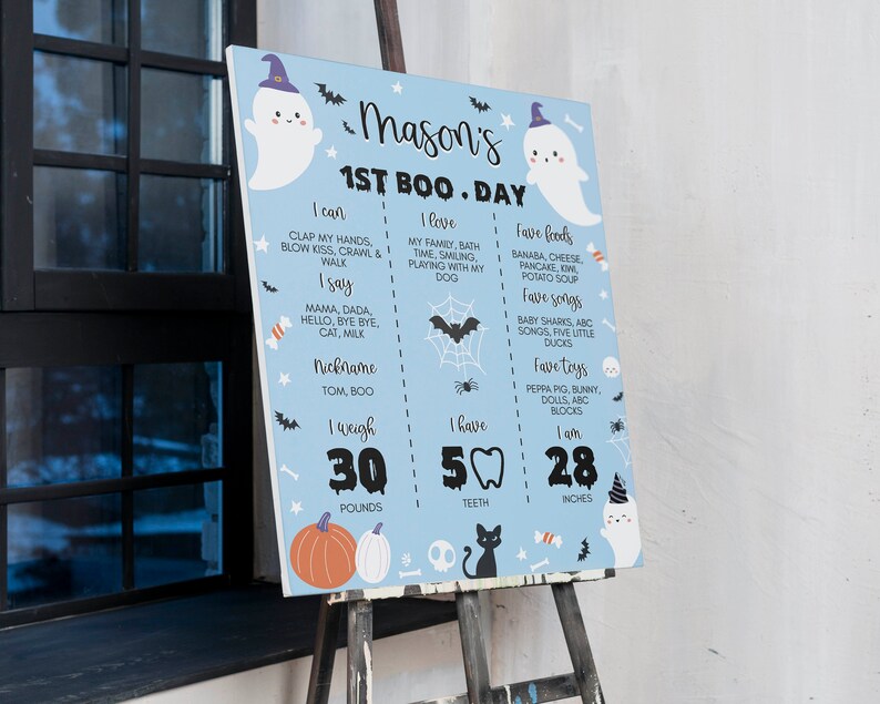 EDITABLE Spooky One Birthday Milestone Board, Halloween Milestone 1st ...