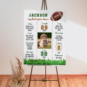 EDITABLE Football Milestone Board, Football 1st Birthday Milestone ...