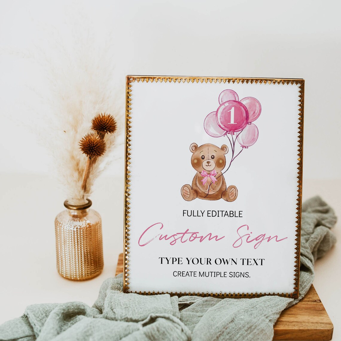 Editable Beary First Birthday Invitation Bundle Teddy Bear - Etsy