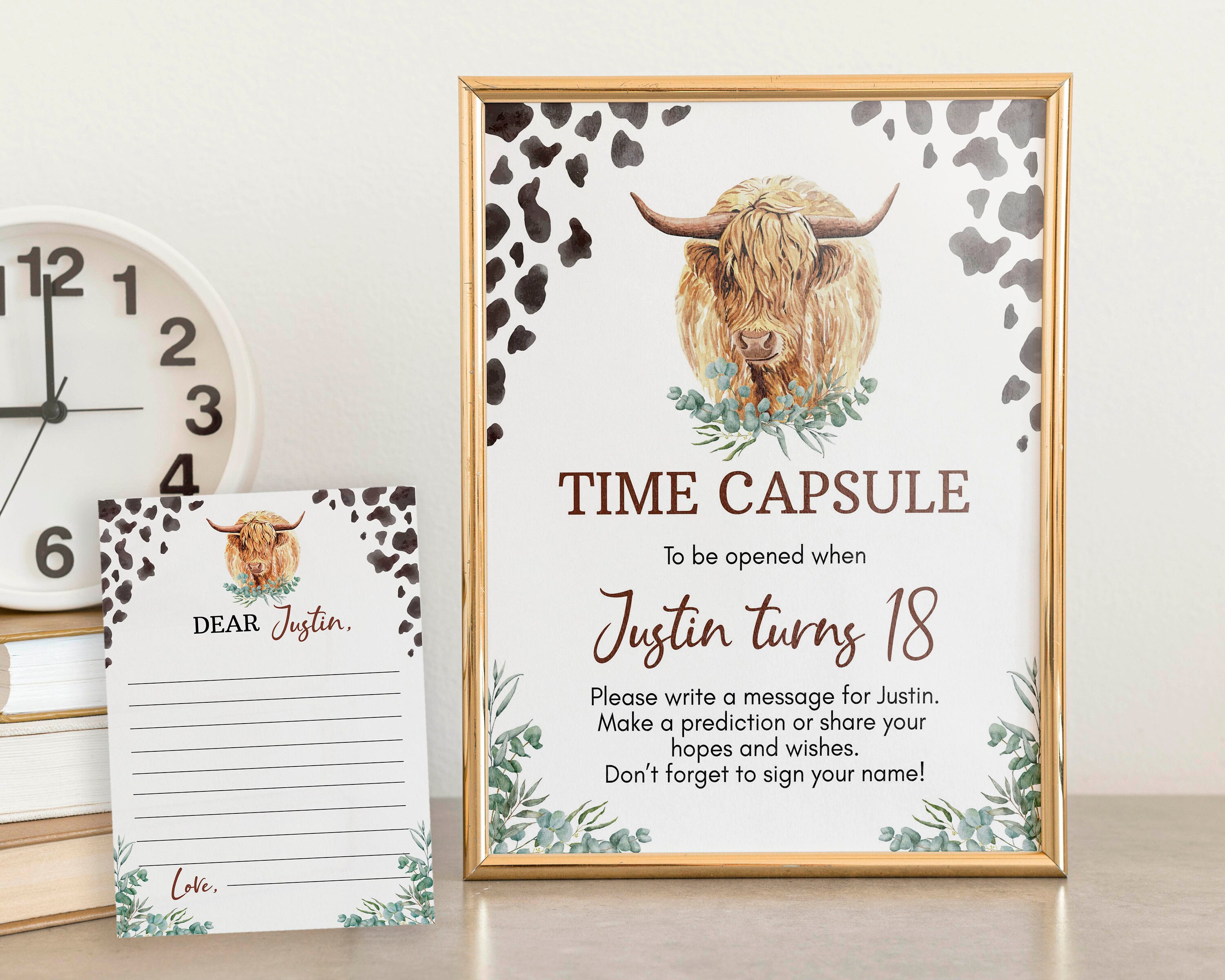 EDITABLE Highland Cow Time Capsule Template Cow 1st Birthday - Etsy