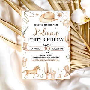 EDITABLE Country Western Invitation, Cowboy Birthday Invite, Adult ...