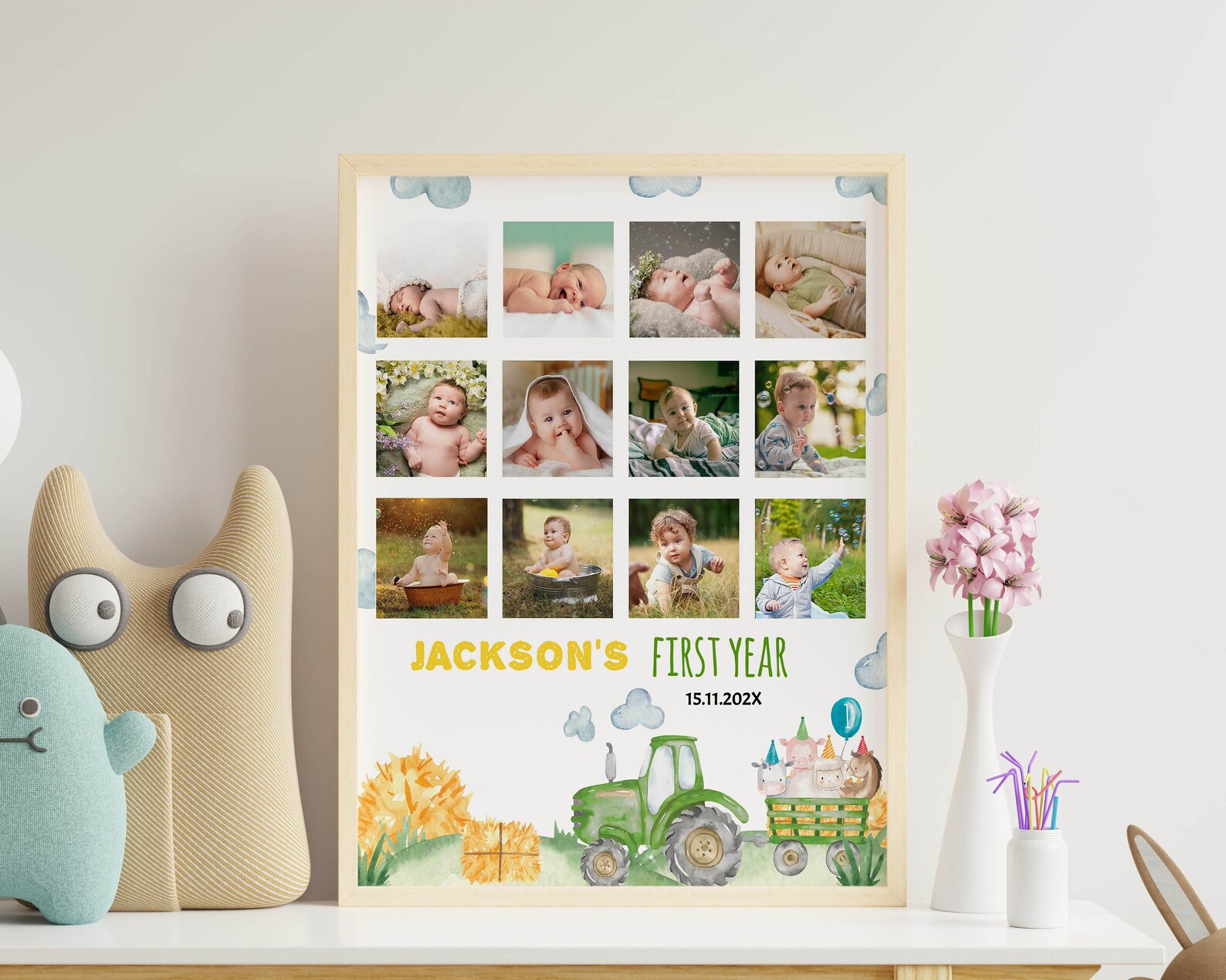 Editable First Year Photo Collage 12 Month Photo Print First - Etsy
