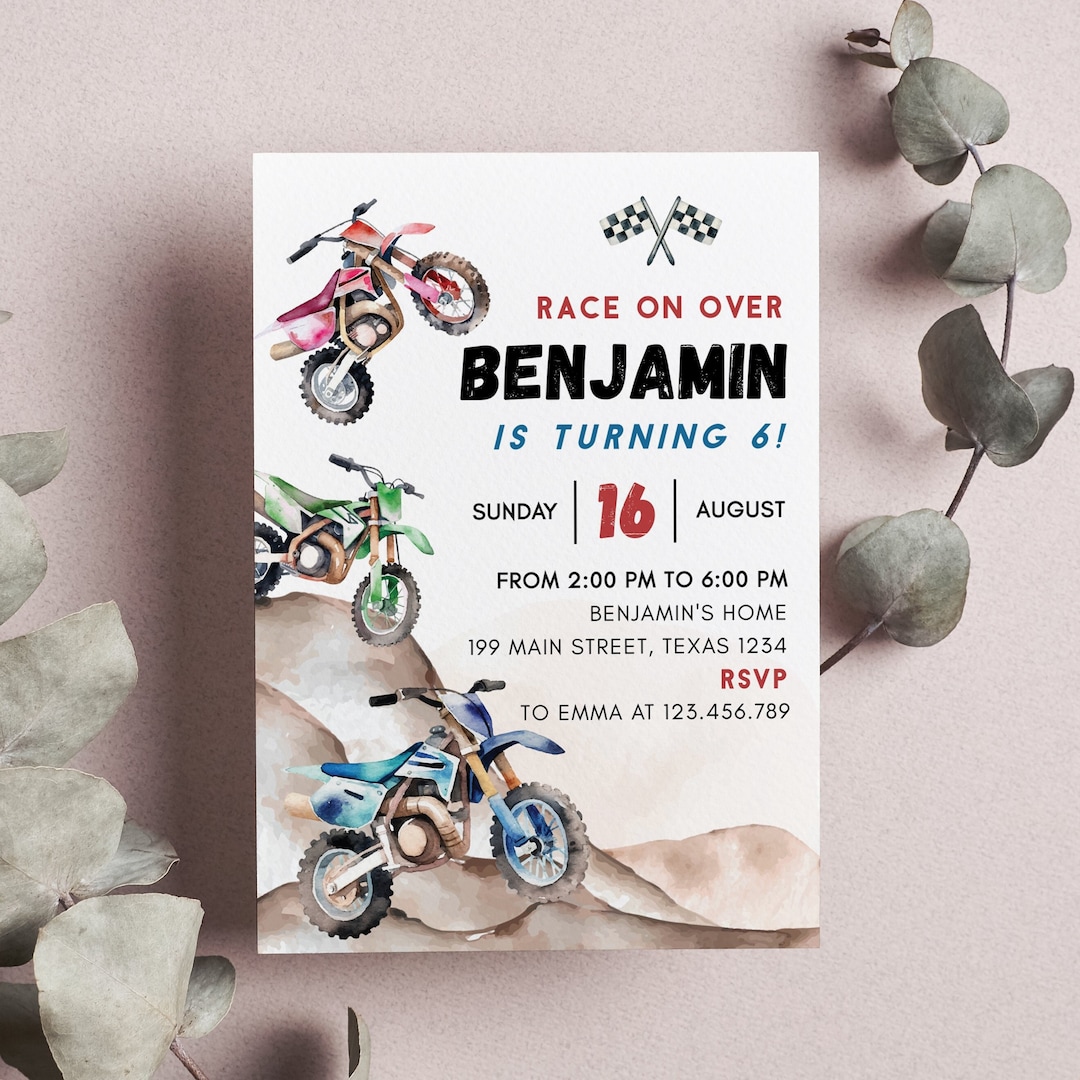 EDITABLE Dirt Bike Birthday Invitation, Boy Birthday Invitation, Race ...
