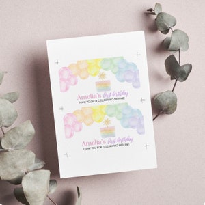 EDITABLE Pastel Rainbow Gable Gift Box Label, Pastel 1st Birthday Favor ...