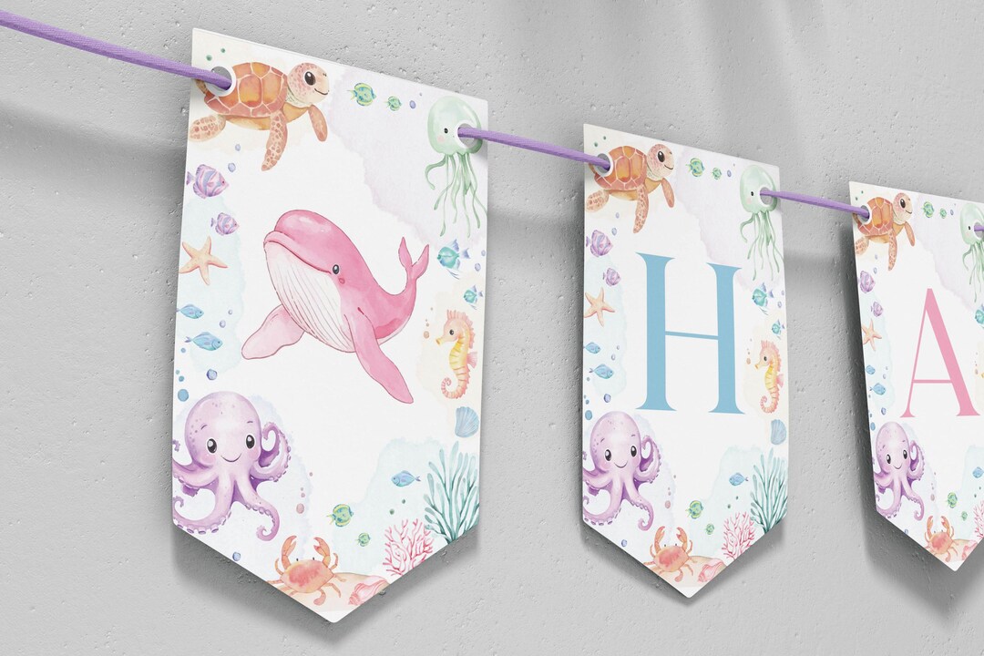 Editable Under the Sea Birthday Banner, Oneder the Sea Birthday Party ...