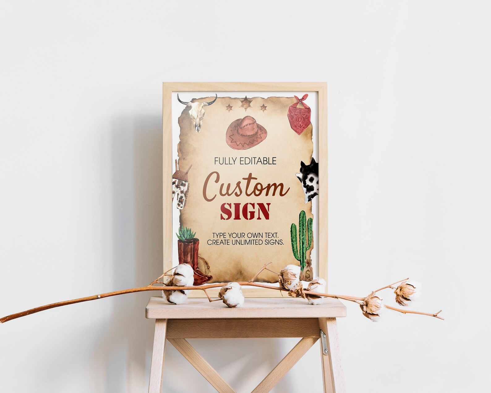 EDITABLE Wild West Party Sign First Rodeo Birthday Custom | Etsy