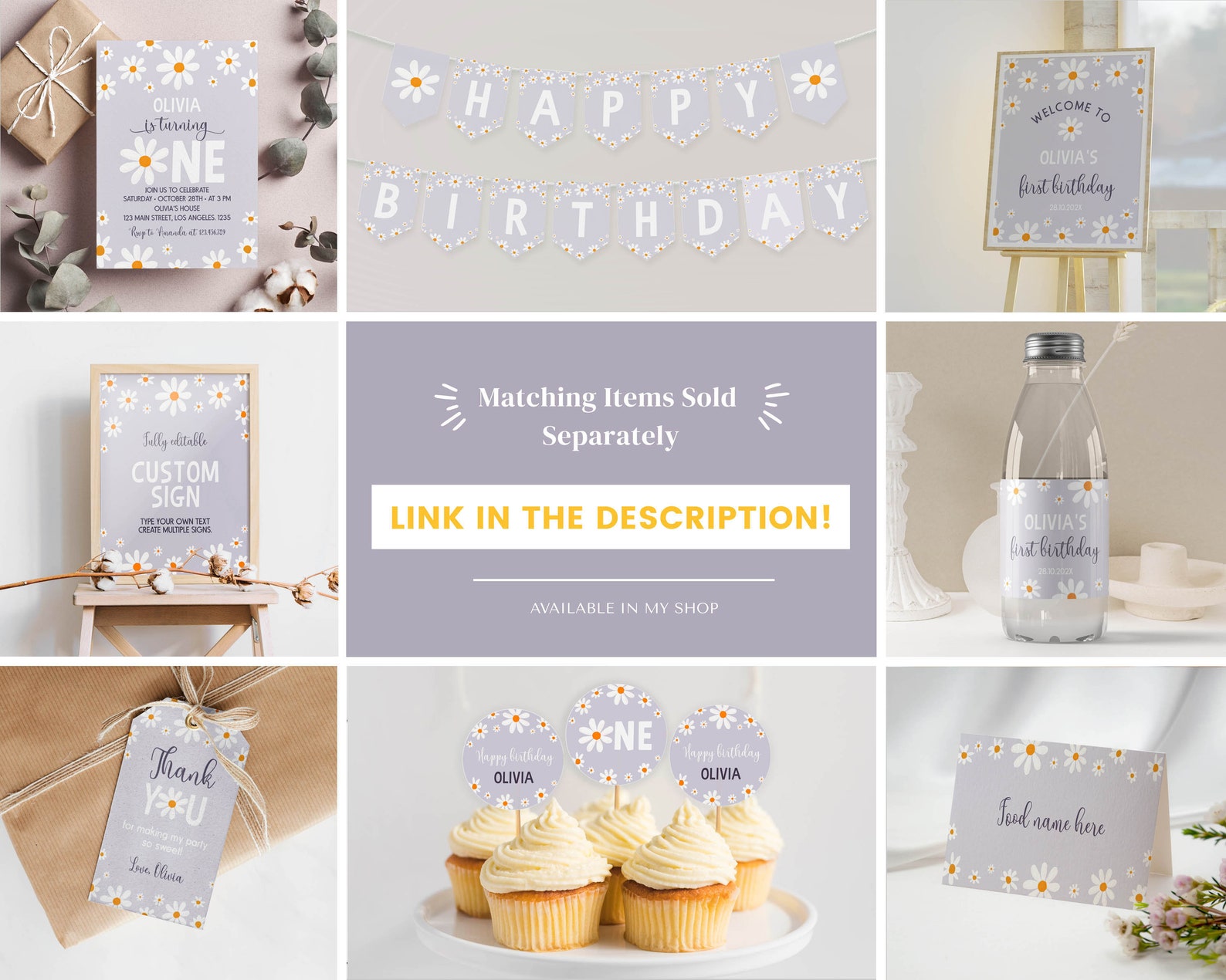 EDITABLE Daisy First Birthday Milestone Sign, Miss Daisy One Year of ...
