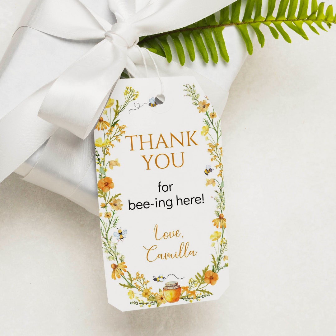 EDITABLE First Bee Day Favor Tags, Honey Bee Thank You Tags, Bumble Bee ...