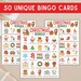 Christmas Bingo Game Printable for Kids, 50 Bingo Cards Party Game ...