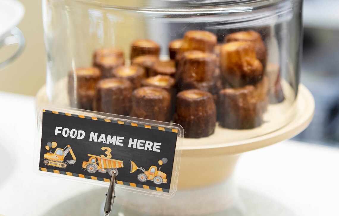 EDITABLE Construction Party Food Label Construction Food Tent - Etsy