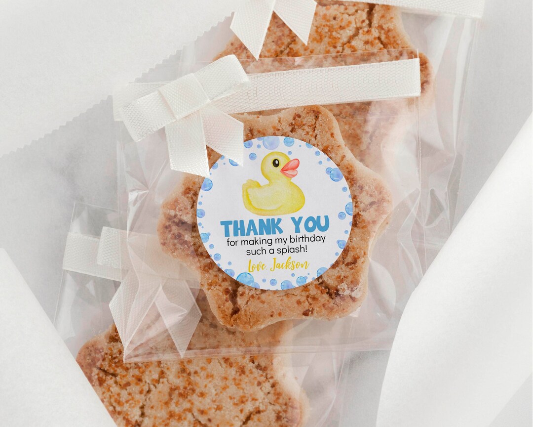 EDITABLE Rubber Duck Birthday Thank You Tag, Yellow Duck Birthday Favor ...
