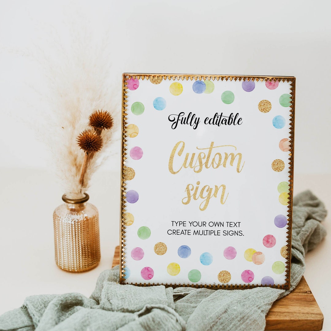 EDITABLE Rainbow Spots Custom Sign Colorful Rainbow Birthday - Etsy