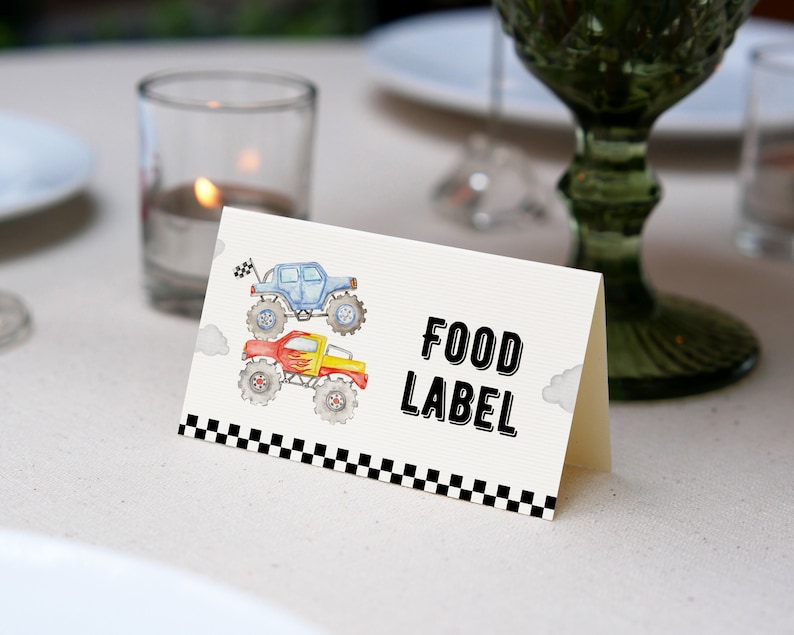 EDITABLE Monster Truck Birthday Food Tent Card Monster Trucks - Etsy
