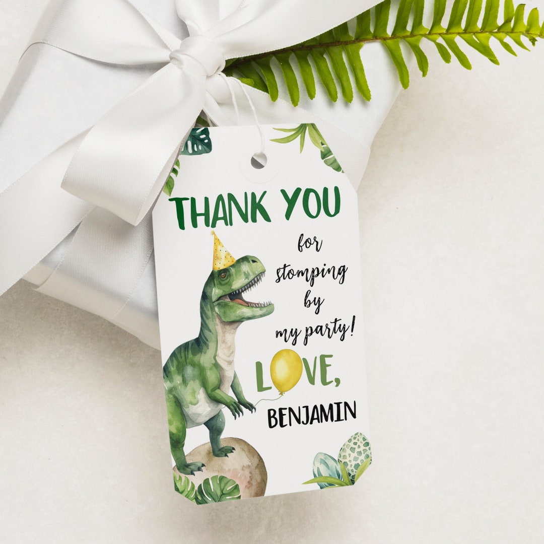 EDITABLE Dinosaur Birthday Party Favor Tag, Dinosaur Birthday Thank You ...