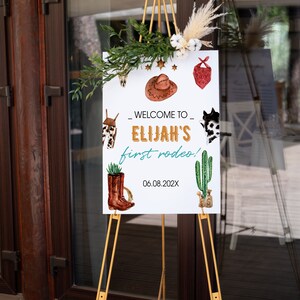 EDITABLE First Rodeo Birthday Welcome Sign, Cowboy 1st Birthday Sign ...