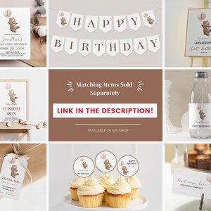 EDITABLE Teddy Bear Birthday Favor Tags, Beary First Birthday Thank You ...