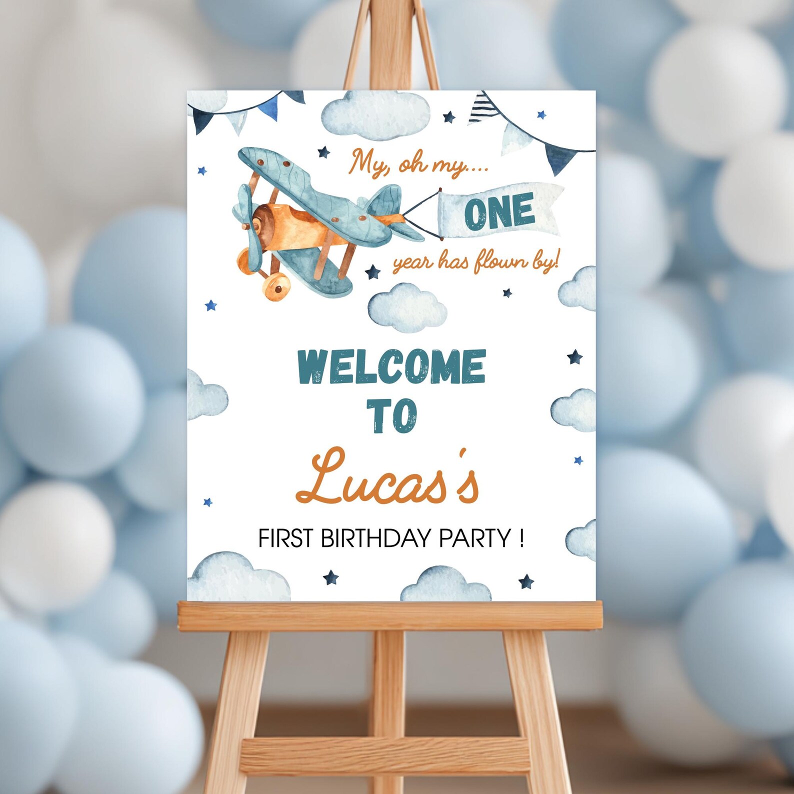 EDITABLE Airplane Birthday Welcome Sign, Airplane 1st Birthday Party ...