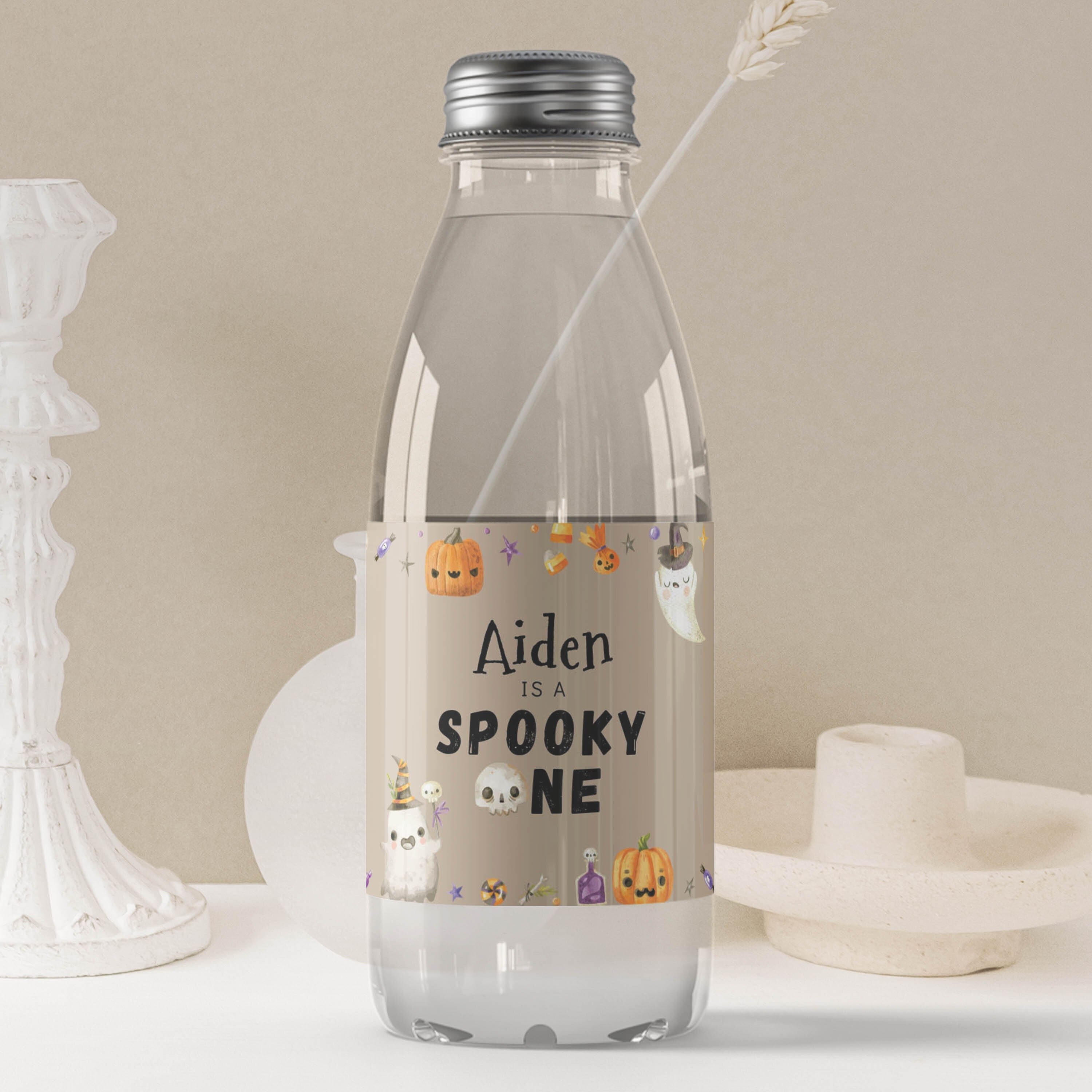 Editable Spooky One Birthday Water Bottle Labels Halloween - Etsy