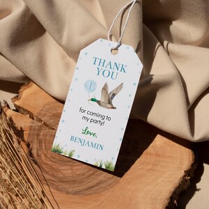 EDITABLE One Lucky Duck Favor Tags, Lucky Duck Birthday Thank You Tag ...