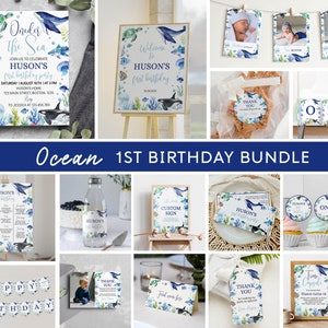 Editable Under the Sea Birthday Invitation Bundle, Ocean 1st Birthday ...