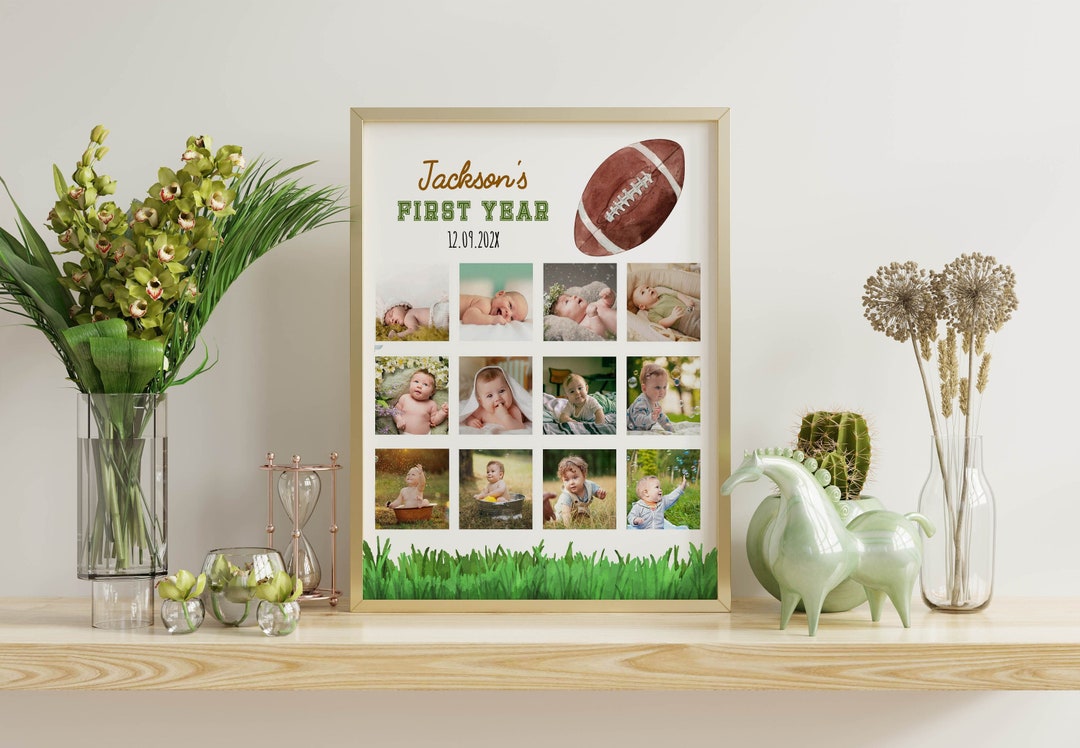 Editable First Year Photo Collage, 12 Month Photo Print, First Birthday ...