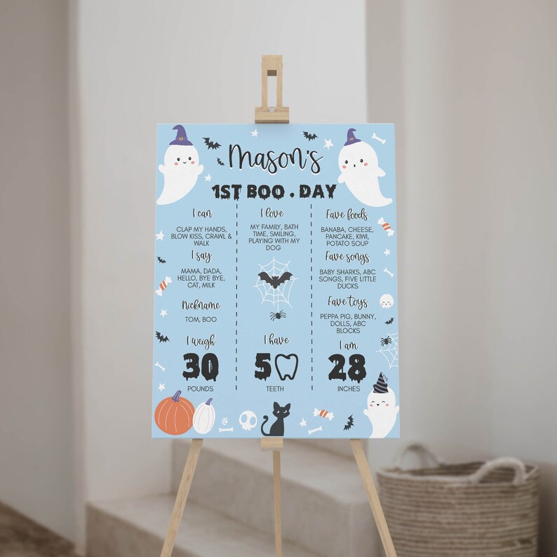 EDITABLE Spooky One Birthday Milestone Board, Halloween Milestone 1st ...