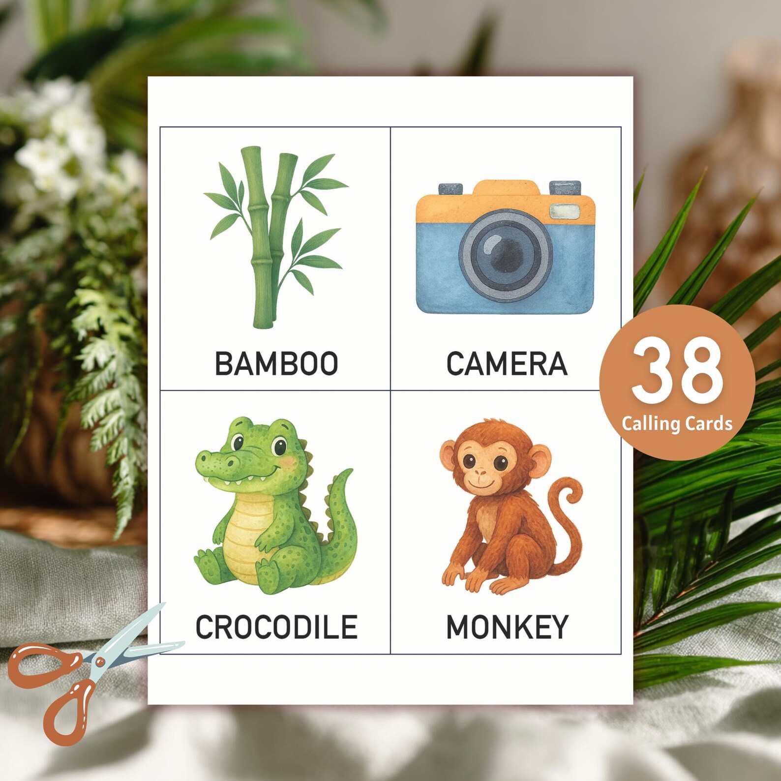 Jungle Bingo Game Printable, Safari Animal Bingo Set for Kids Party ...