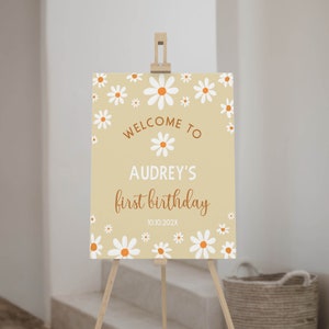 Retro Daisy Birthday Party Welcome Sign, Daisy Birthday Sign, Boho ...