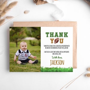 EDITABLE Football Birthday Thank You Card, Sports Party Photo Thank You ...