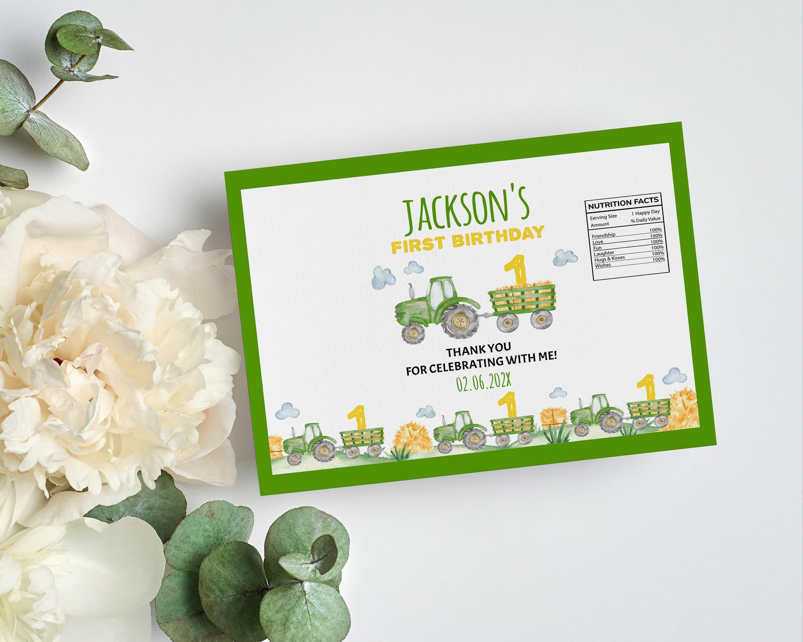 EDITABLE Tractor Birthday Chip Bag Green Tractor Birthday - Etsy