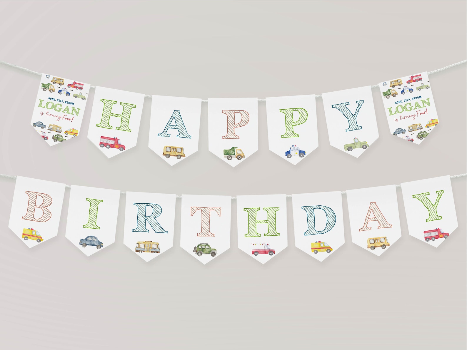 Editable Transportation Birthday Banner, Truck Birthday Banner, Cars ...