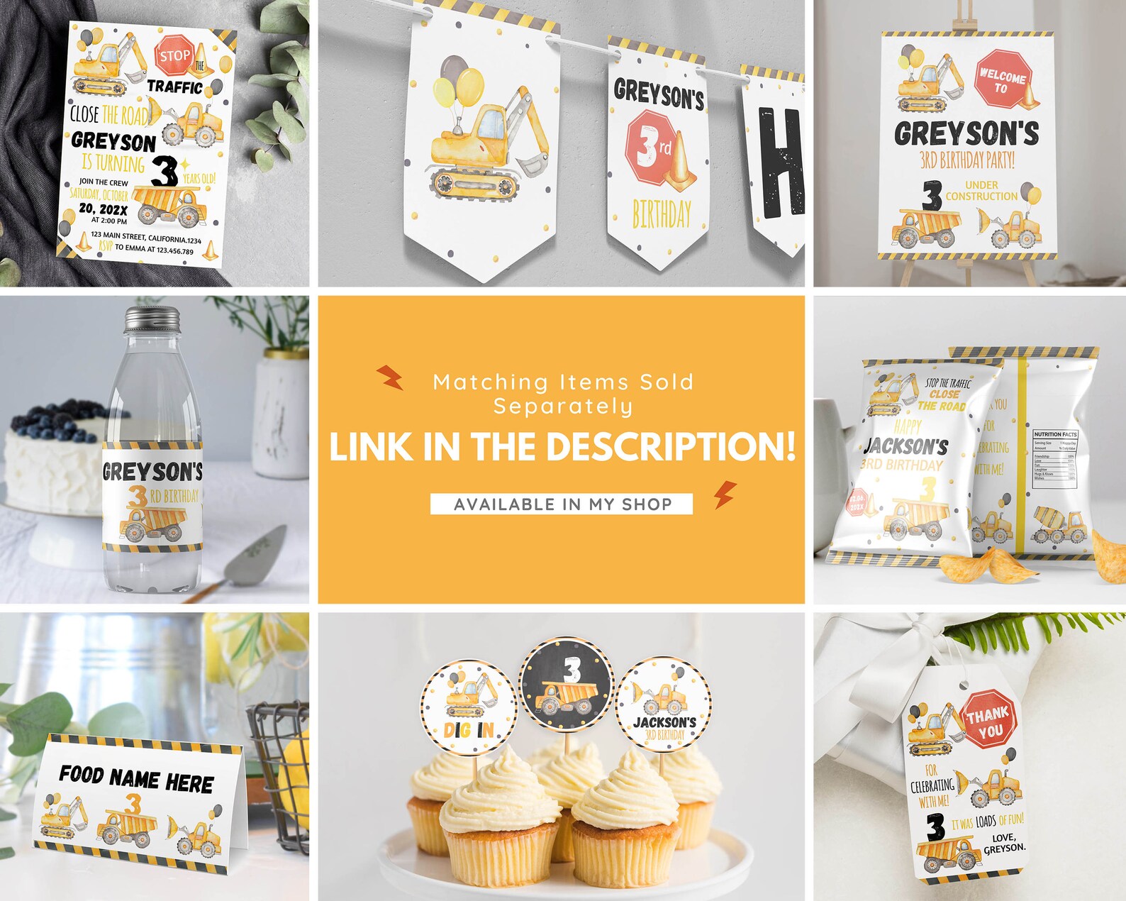 EDITABLE Construction Party Food Labels, Construction Food Tent Cards ...