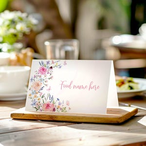 EDITABLE Wildflower Birthday Food Tent Card, Boho Floral Food Name Card ...