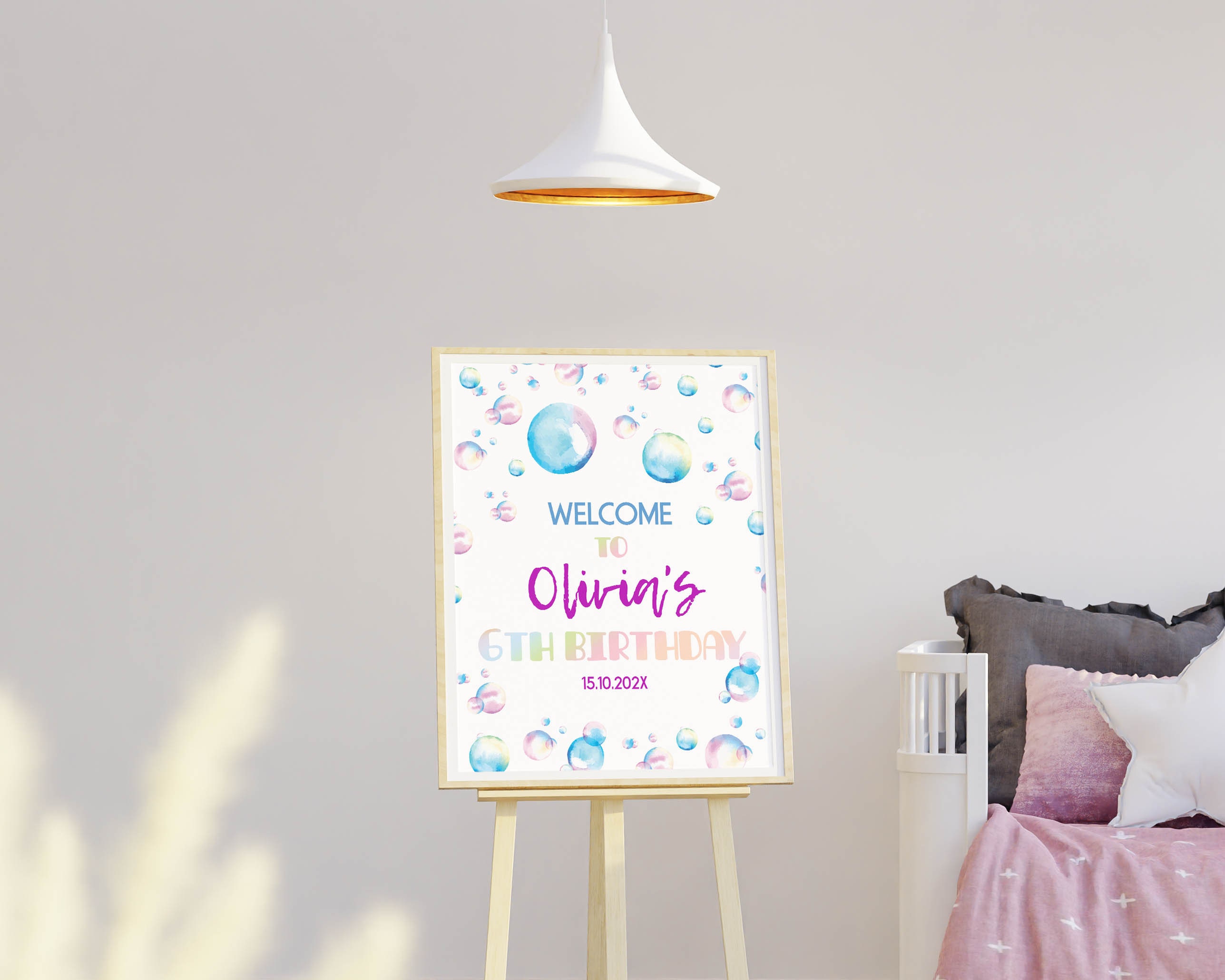 EDITABLE Bubble Welcome Sign, Bubble Birthday Party Welcome Poster, Pop ...
