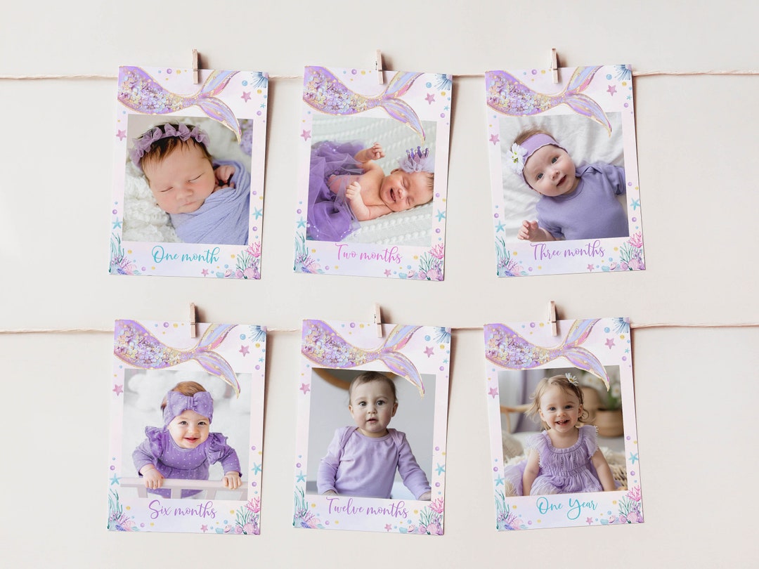 Editable Mermaid 1st Birthday Banner, Mermaid First Year Banner, 12 ...