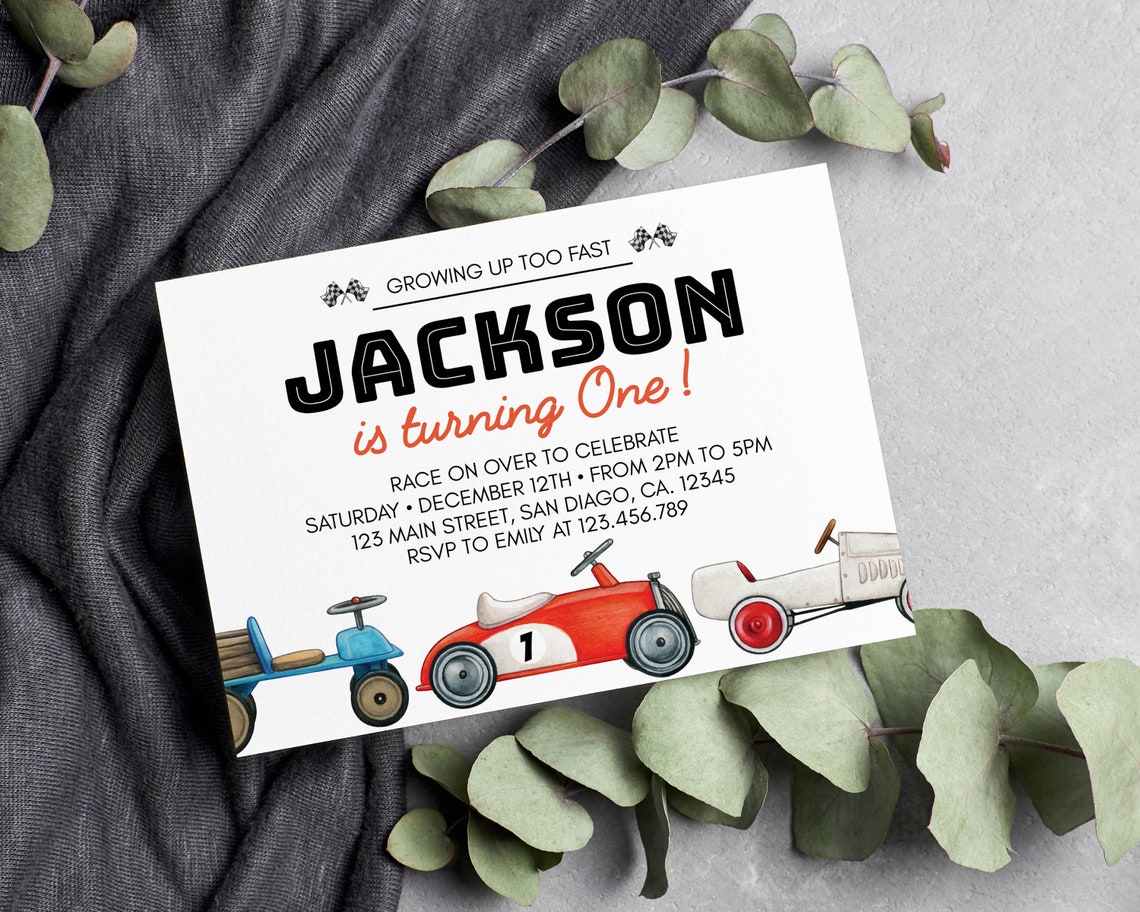 EDITABLE Too Fast Invitation Racing Car Birthday Invitation - Etsy