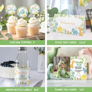 Editable Dinosaur Birthday Invitation Set, Oneasaurus Birthday Bundle ...