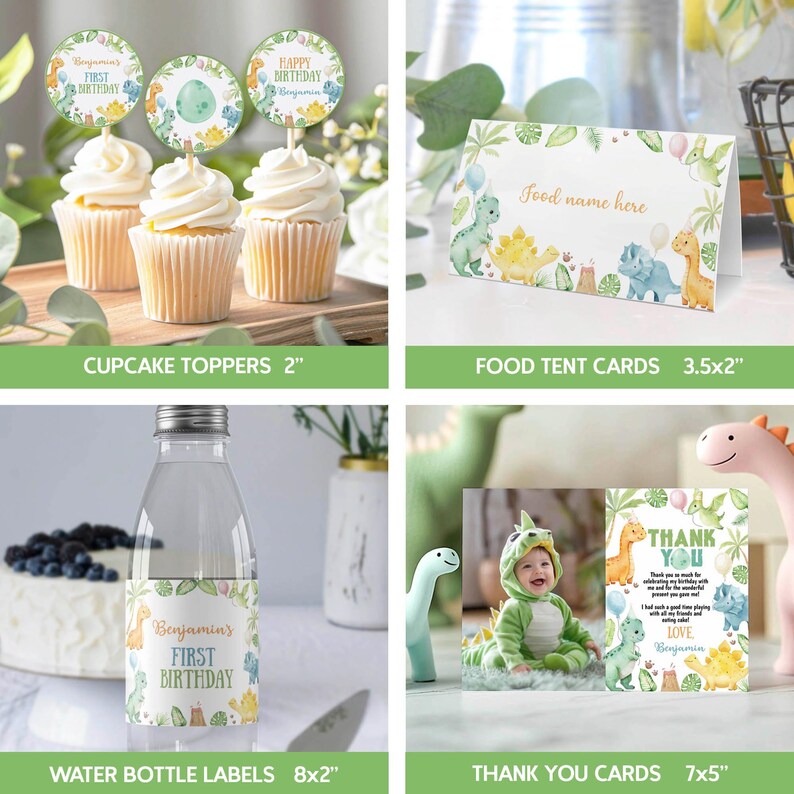 Editable Dinosaur Birthday Invitation Set, Oneasaurus Birthday Bundle ...